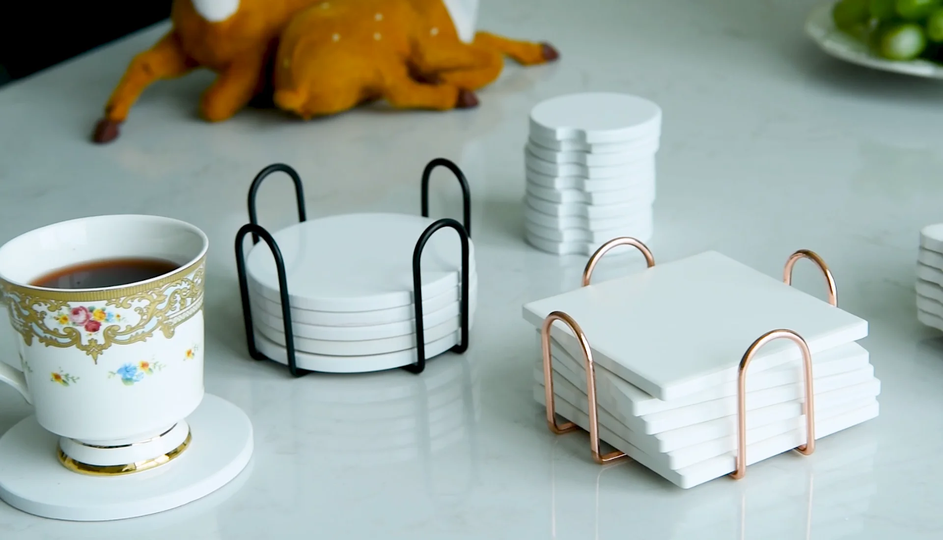 New Design Custom Print Ceramic Cup Mats Drinks Coasters With Cork Base ...