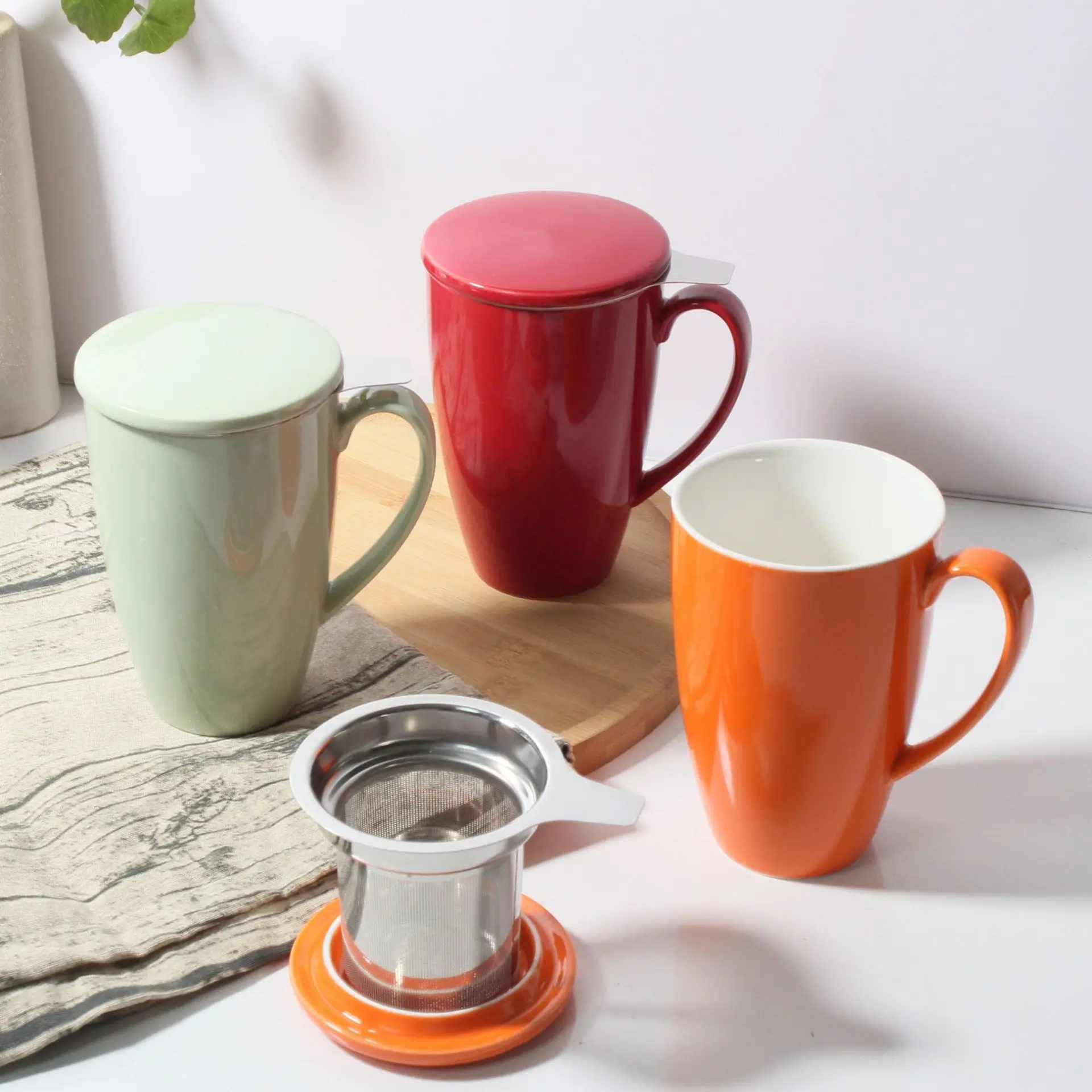 Custom 16oz Loose Leaf Tea Infuser Mug Ceramic Cup with Strainer ...