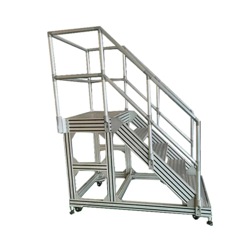 Industrial And Warehouse Movable Ladder Work Platform With Safety Rails ...