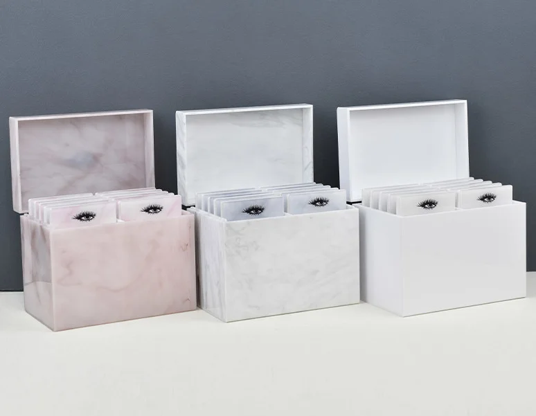 Eyelash Extension Acrylic Storage Box 10 Layers Pink Marble Lash Tile ...