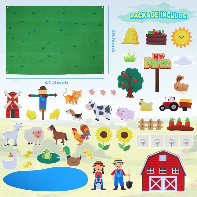 40pcs Farm Animals Felt Story Board Set for Toddlers