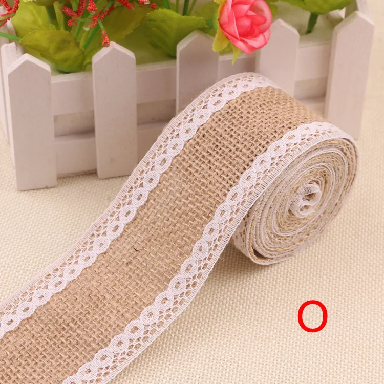 Natural Burlap Ribbon Roll With White Lace Diy Home Decoration Rustic ...