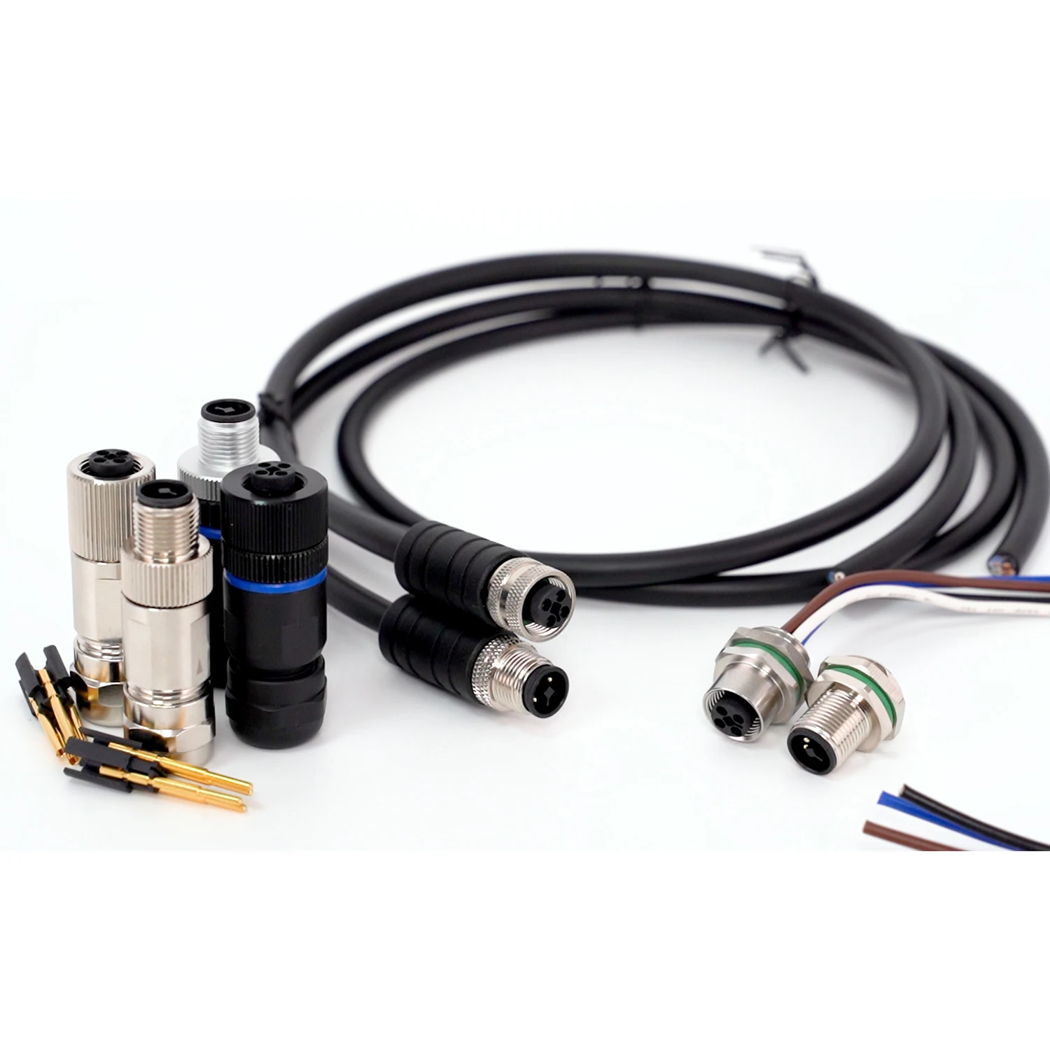 Sensor Actuator Waterproof Connector 2 3 4 5 6 8 12 17 Pin M5 M8 M12 M16 7/8" M23 Cable M12 ...