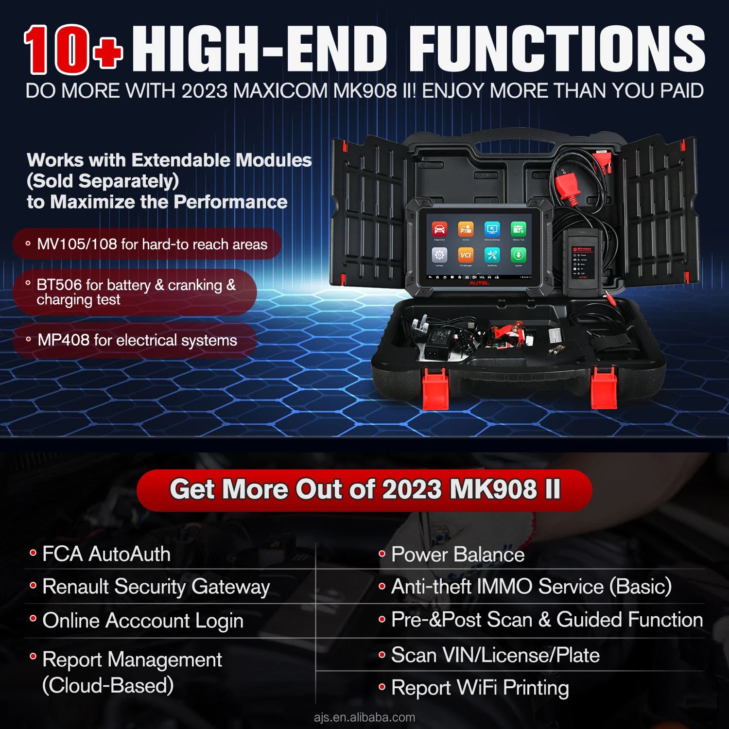 Autel Maxicom Mk908 Ii Vehicle Obd2 Scanner Machine Professional Full ...
