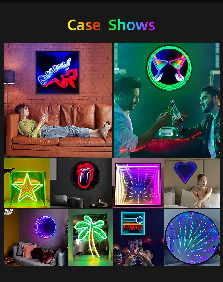 Modern Home Bathroom Wall Decor Infinity Mirror Led Neon Sign Lighting ...