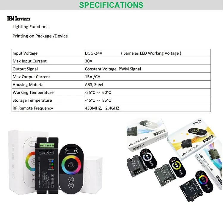 RGB LED Strip Controller 12V 30A CCT Rgbw Led Strip COB LED Strip Light ...