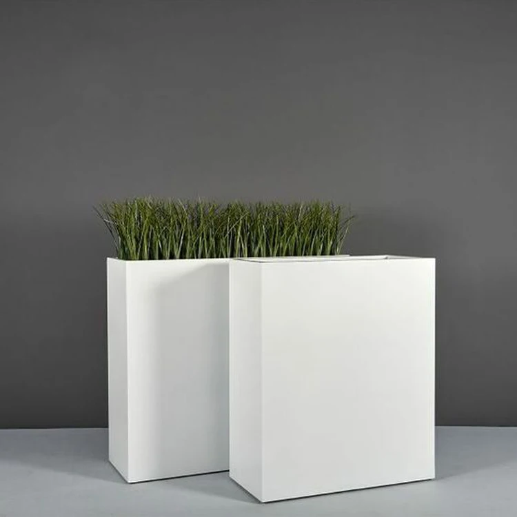 Modern White Fiberglass Planter Box Water Proof Flower Pot Outdoor ...