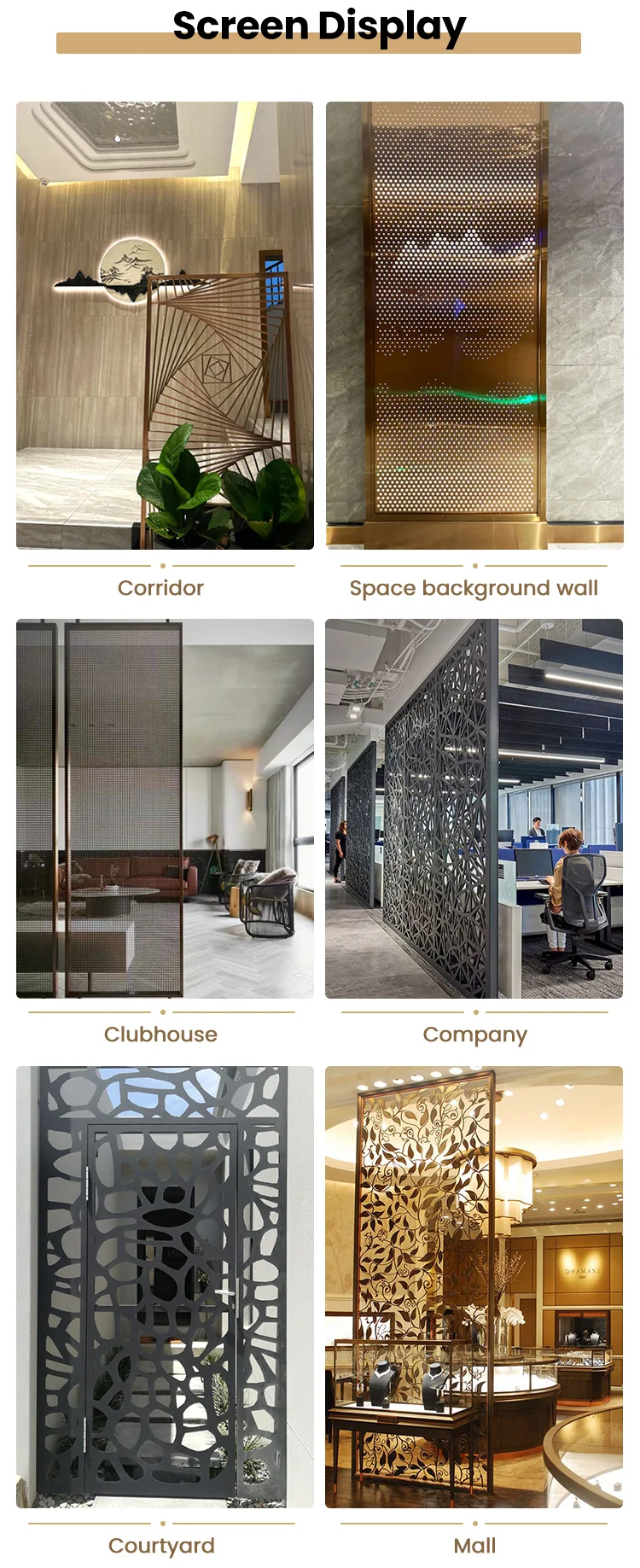 Indoor Metal Divider - Villa Crystal Glass Stainless Steel