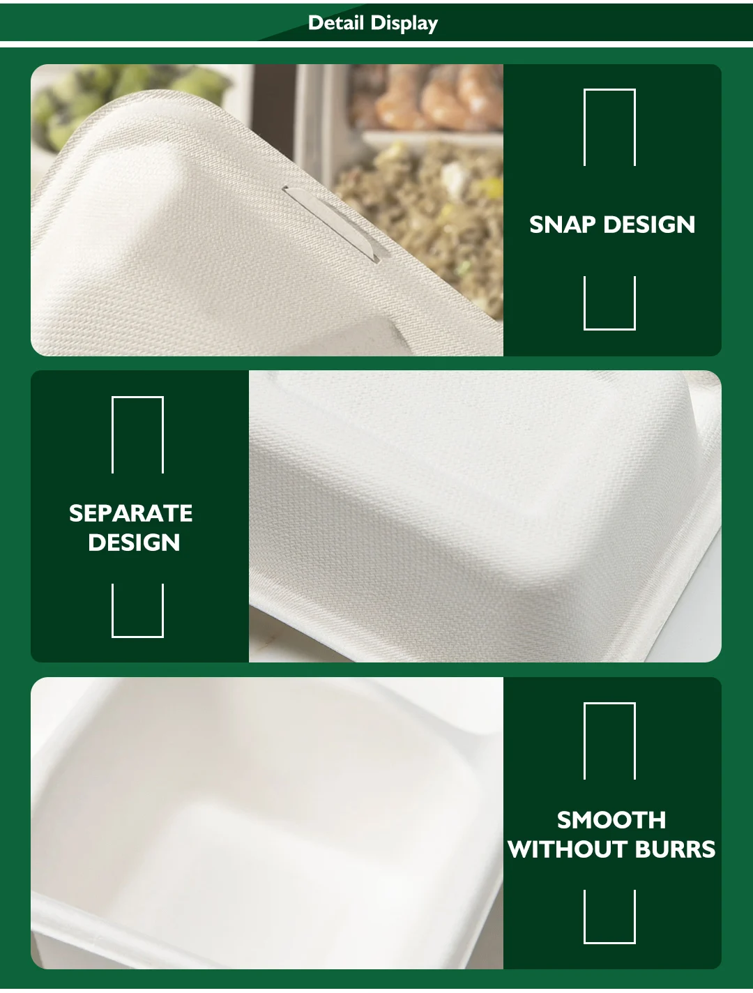 Wholesale Biodegradable Sugarcane Bagasse Clamshell Box Food Container ...