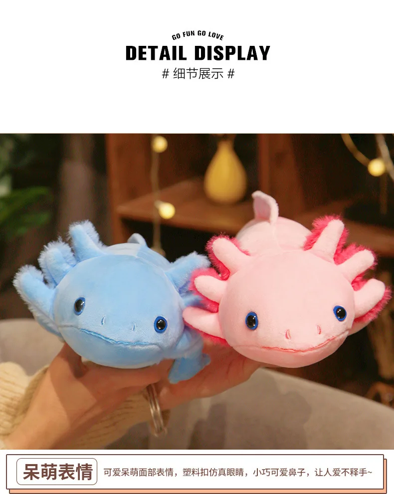 4 Color Cute Axolotl Stuffed Plush Toy Real Life Simulation Ambystoma ...