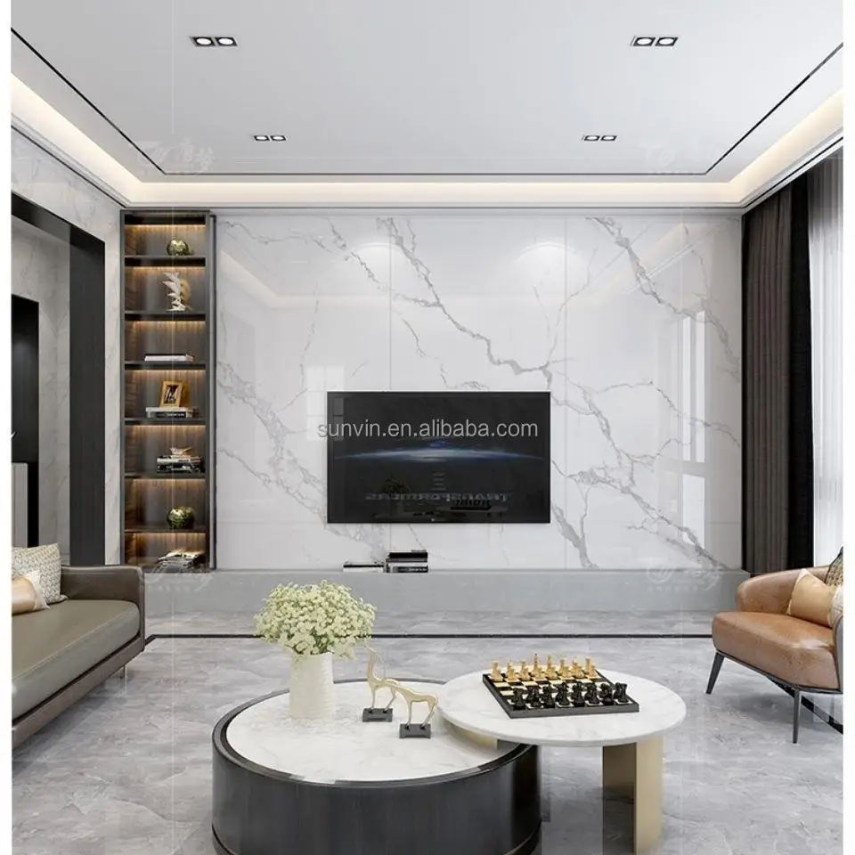 3200 Extra Large Format White Marble Tiles - Porcelain Flooring Slabs