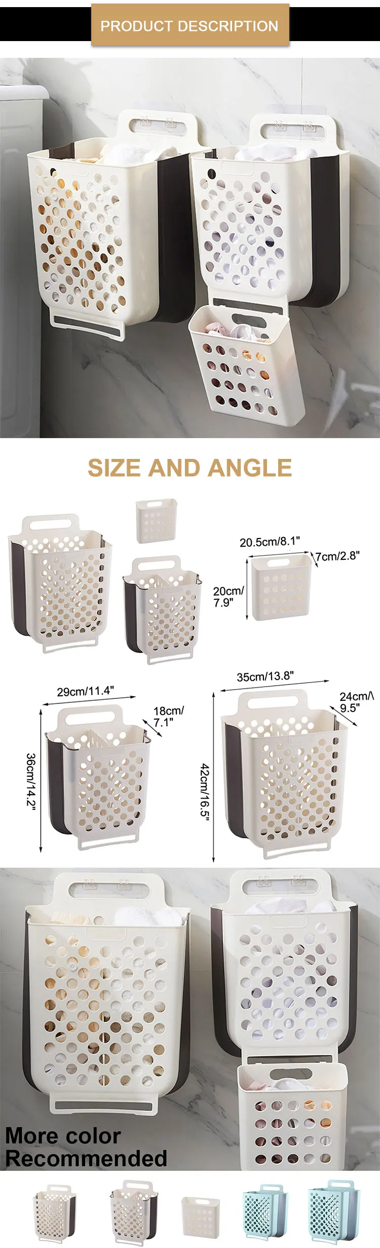 Plastic Wall Mounted Folding Dirty Laundry Storage Basket Colapsable ...