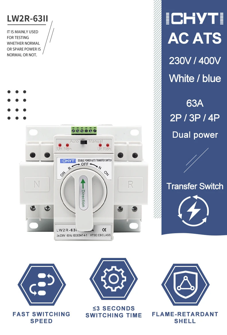 Intelligent Automatic Generator Transfer Switch Change Over Single ...