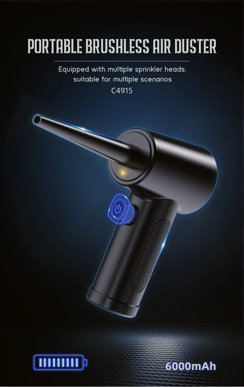 C4915 Air Duster 6000 Mah Battery 50,000 Rpm Long Press The Open Key To ...