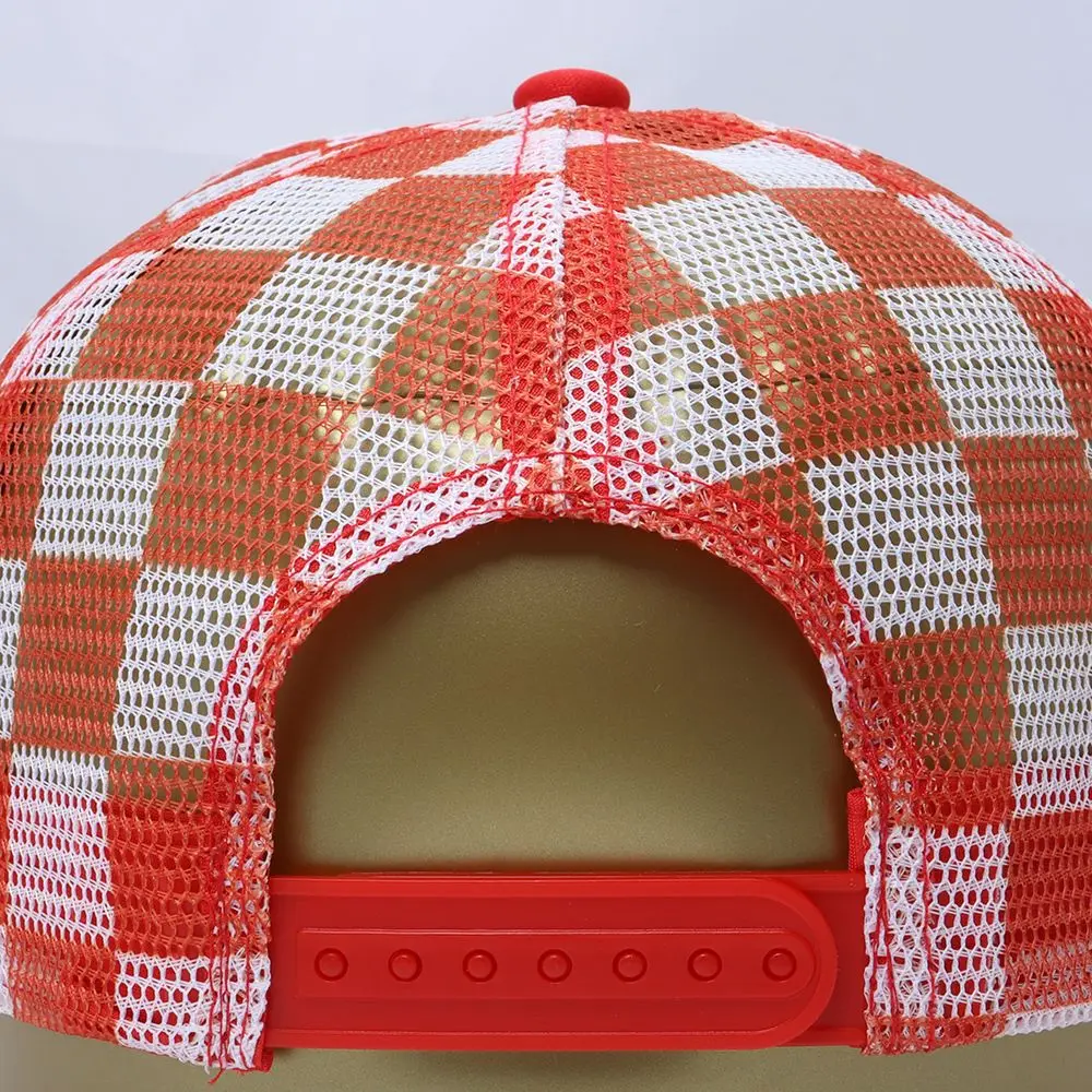 Custom Logo Summer Sponge Mesh Truck Mesh Checkered Caps Breathable ...