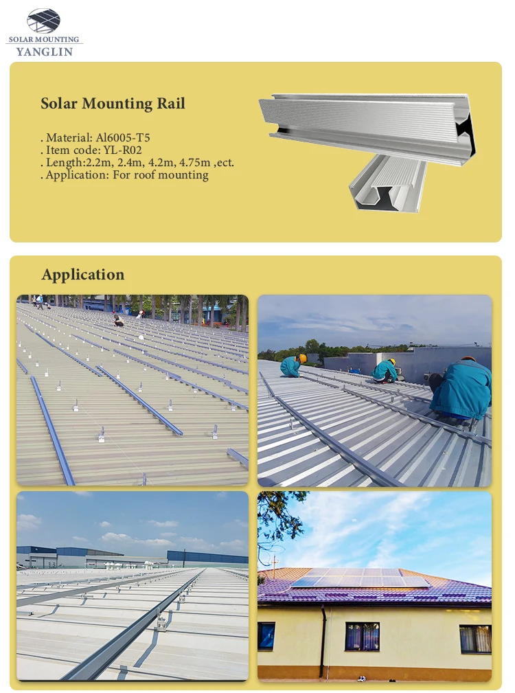 Perfil Aluminio Aluminum Rail Solar Rail Photovoltaic Module Mounting ...