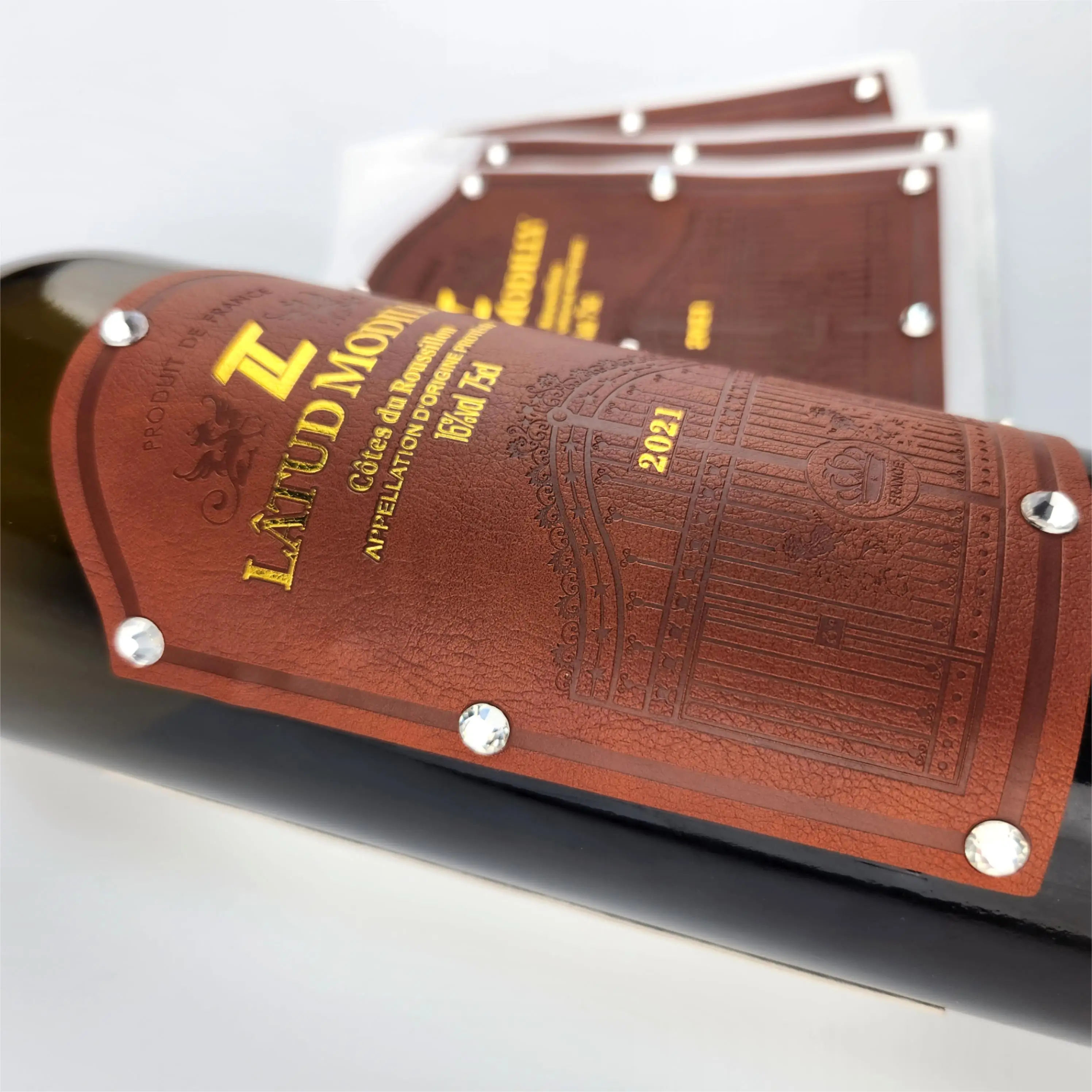 Custom Luxury Leather Labels - Perfect for Wine & Spirits