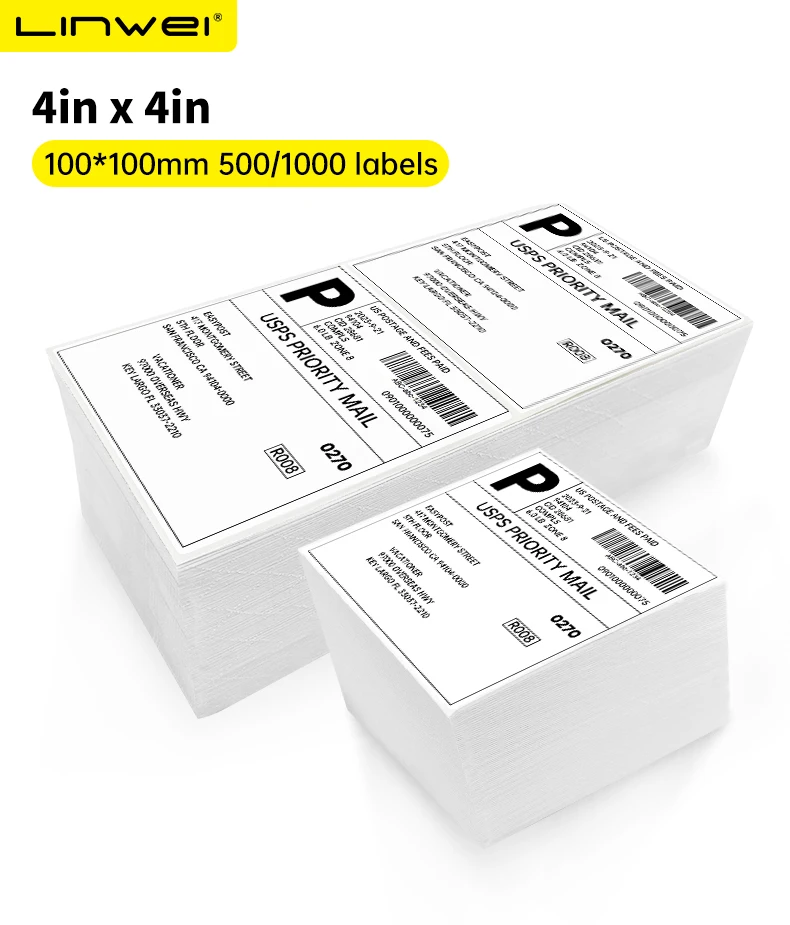 25 Packs Fanfold Thermal Shipping Label Paper Pack Of 2000 Sheets 4x4 ...