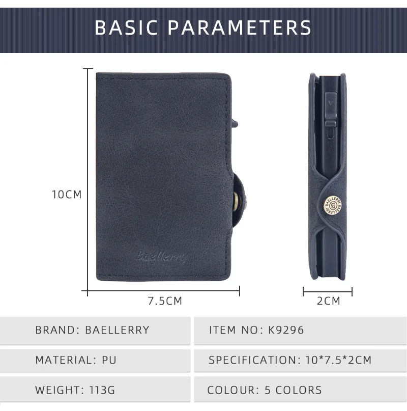 Baellerry Rfid Wallet Auto Pop Up Men's Aluminium Card Holder Wallet ...