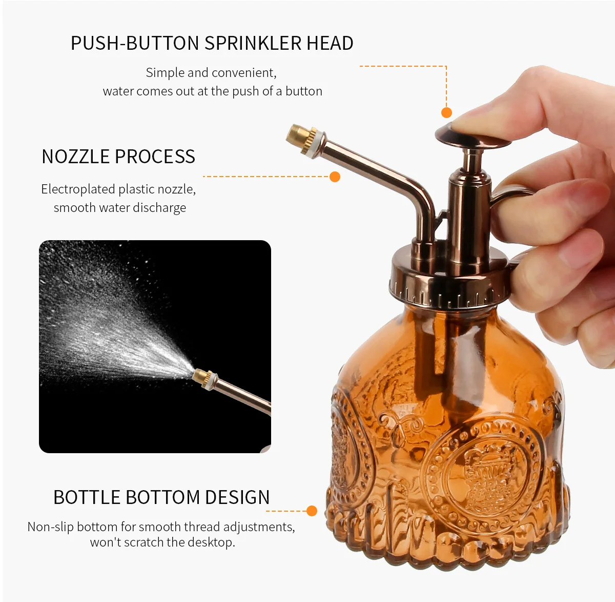 New Vintage Spray Pot Embossed European Style Glass Watering Can Light ...