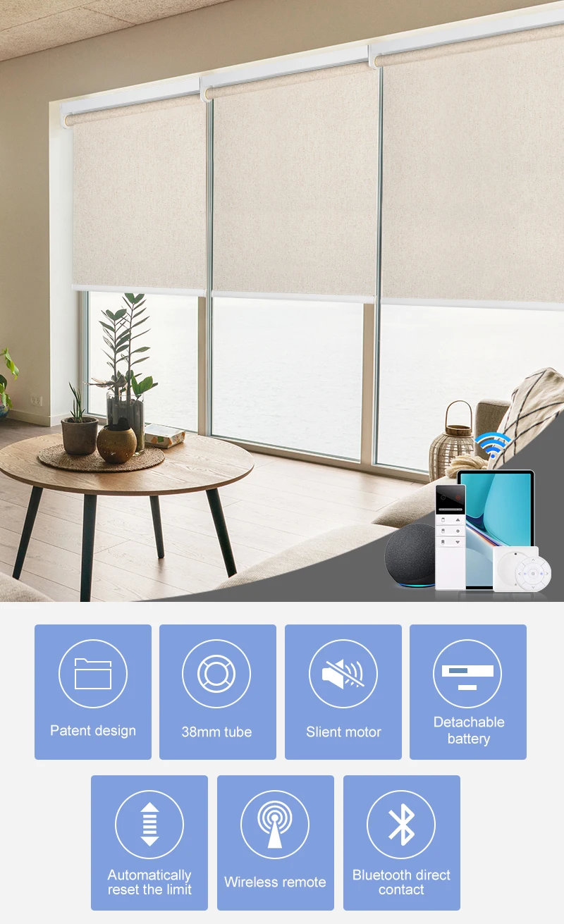 TUYA Remote Controlled Battery-powered Indoor Window Blinds Smart ...