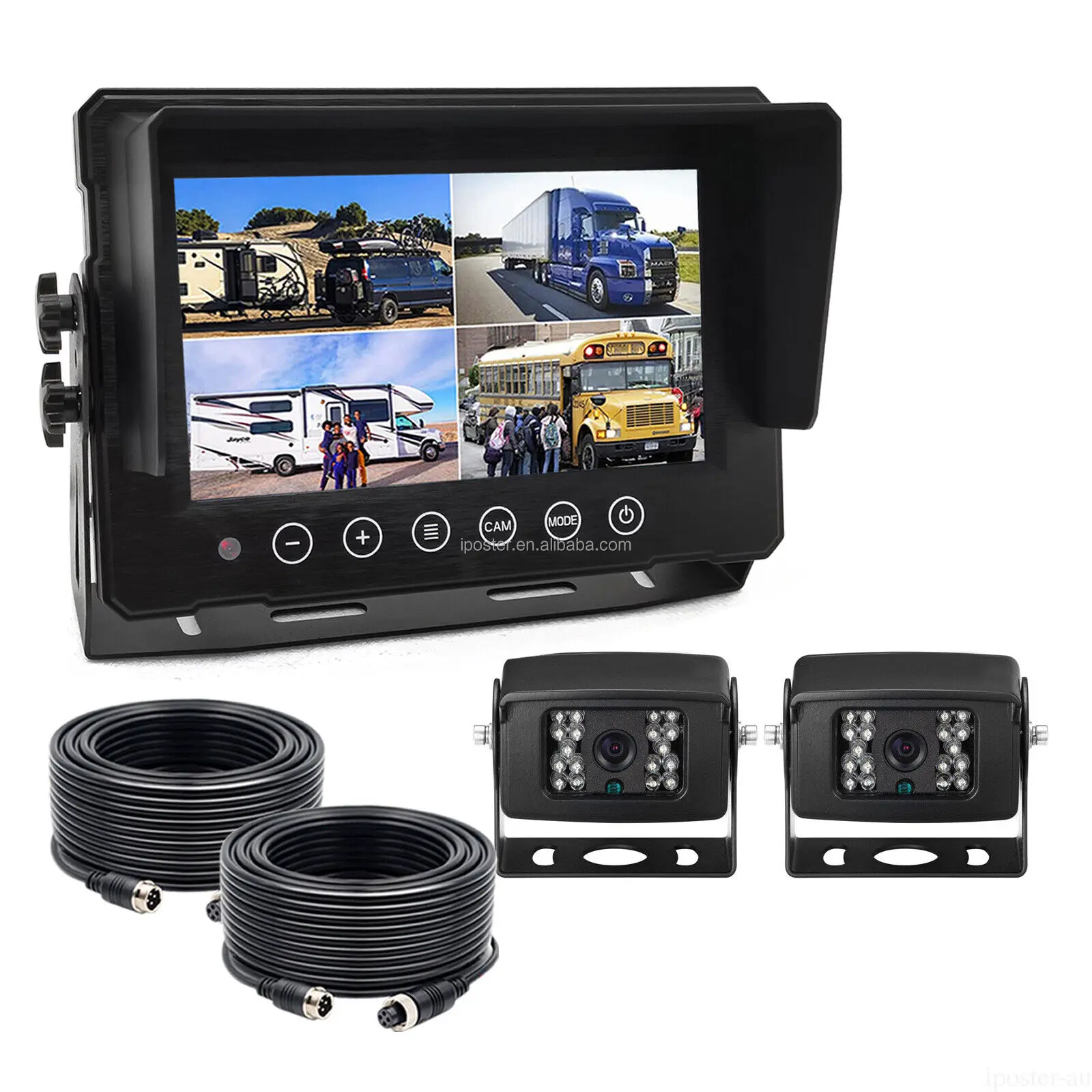 PWAS Private Mold 7in IPS Screen Quad Split Monitor DVR with 1080P ...