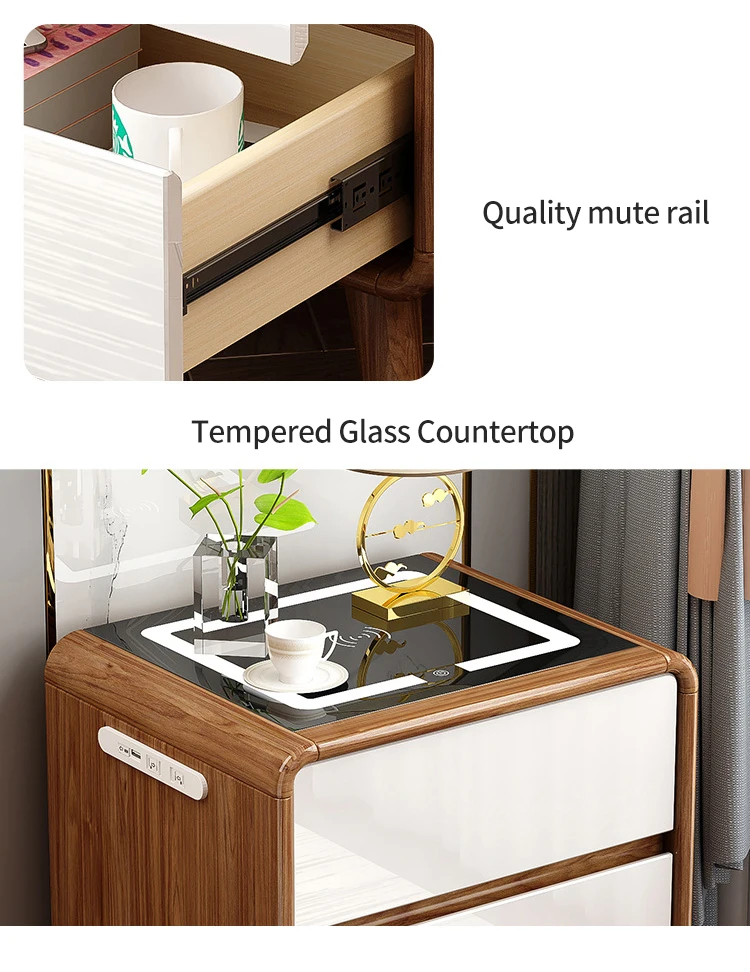 Smart Wireless Charging Bedside Table Bedside Storage Cabinet With ...
