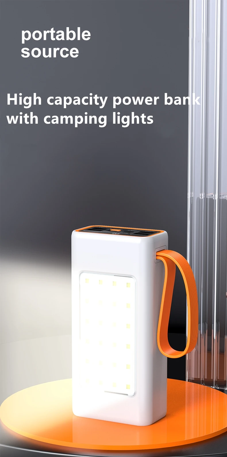 30000mah Power Bank with 22.5W Fast Charging - Ideal for Camping