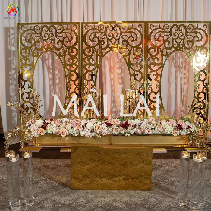 Shiny Gold Stainless Steel Backdrop Stand for Weddings