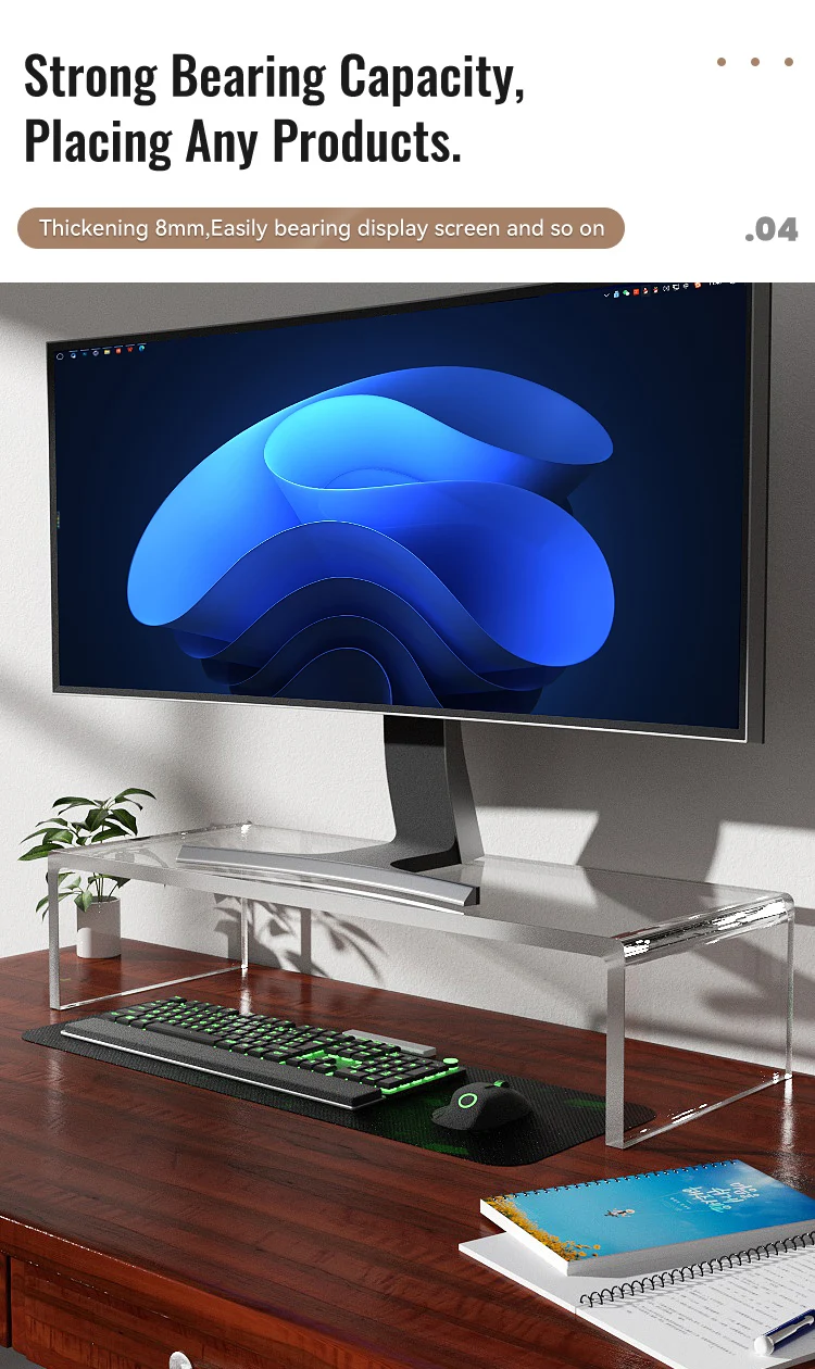 U Shape Elevated Shelf Durable Desktop Risers Clear Acrylic Display ...