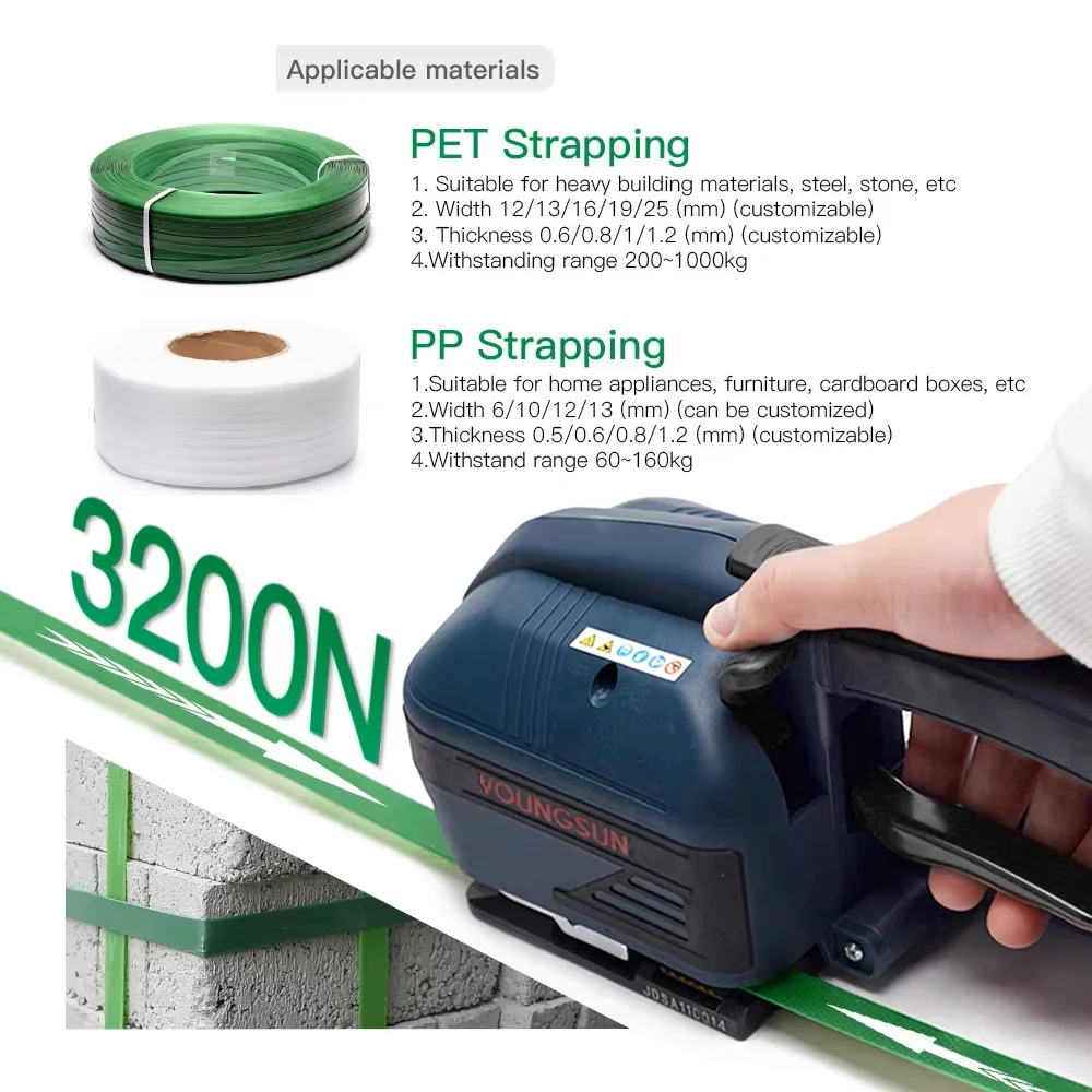 V2 Automatic Battery Powered Plastic Package Handheld Packing Strapping ...