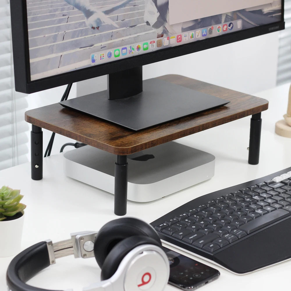 Mg Updated Wood Dual Computer Monitor Riser Desktop Screen Laptop ...