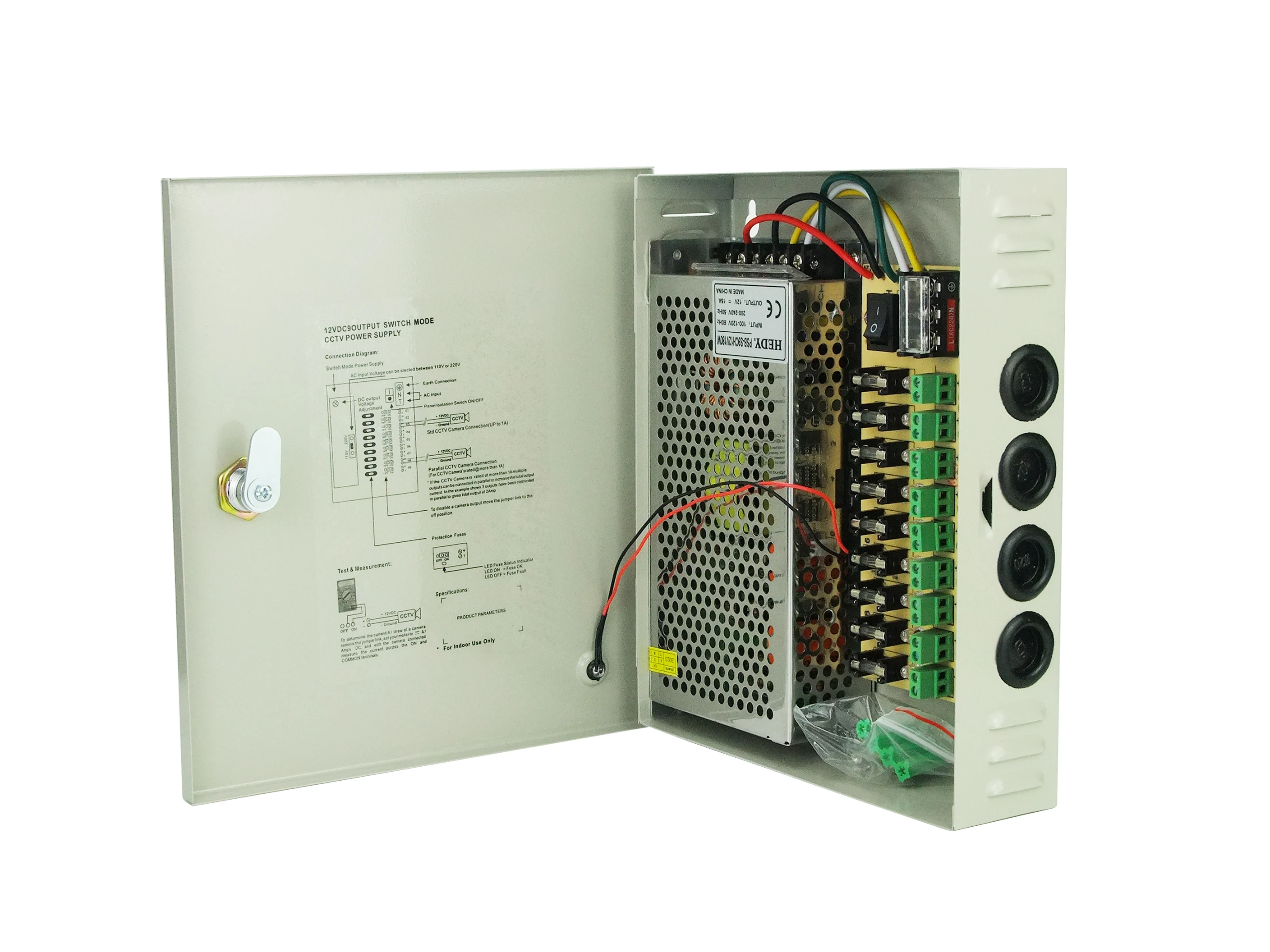 12V 15A 9 Channel CCTV Power Supply - Reliable & Efficient