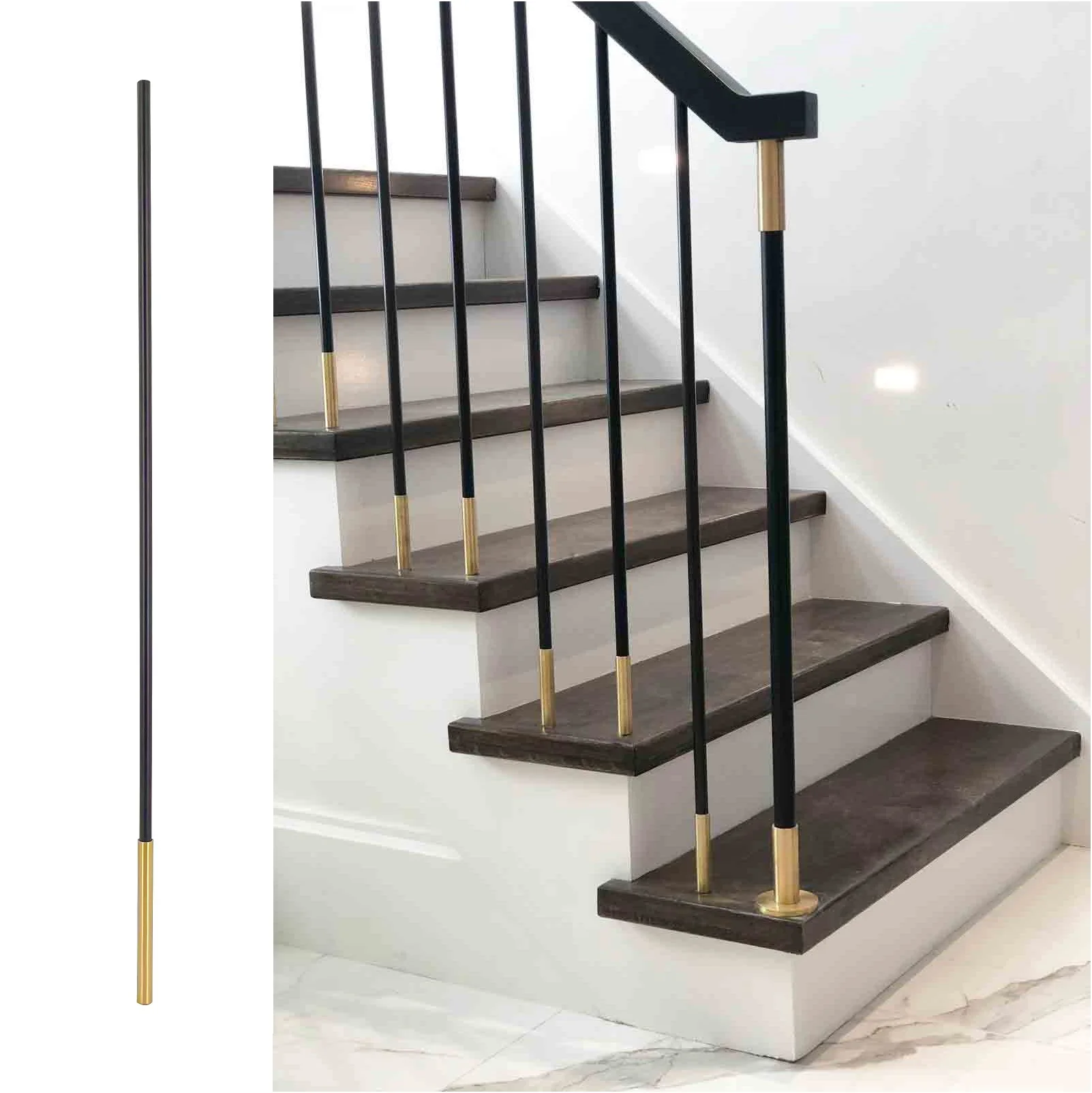 Modern Brass Sleeve Iron Baluster for Stair Railings | Stylish Metal ...