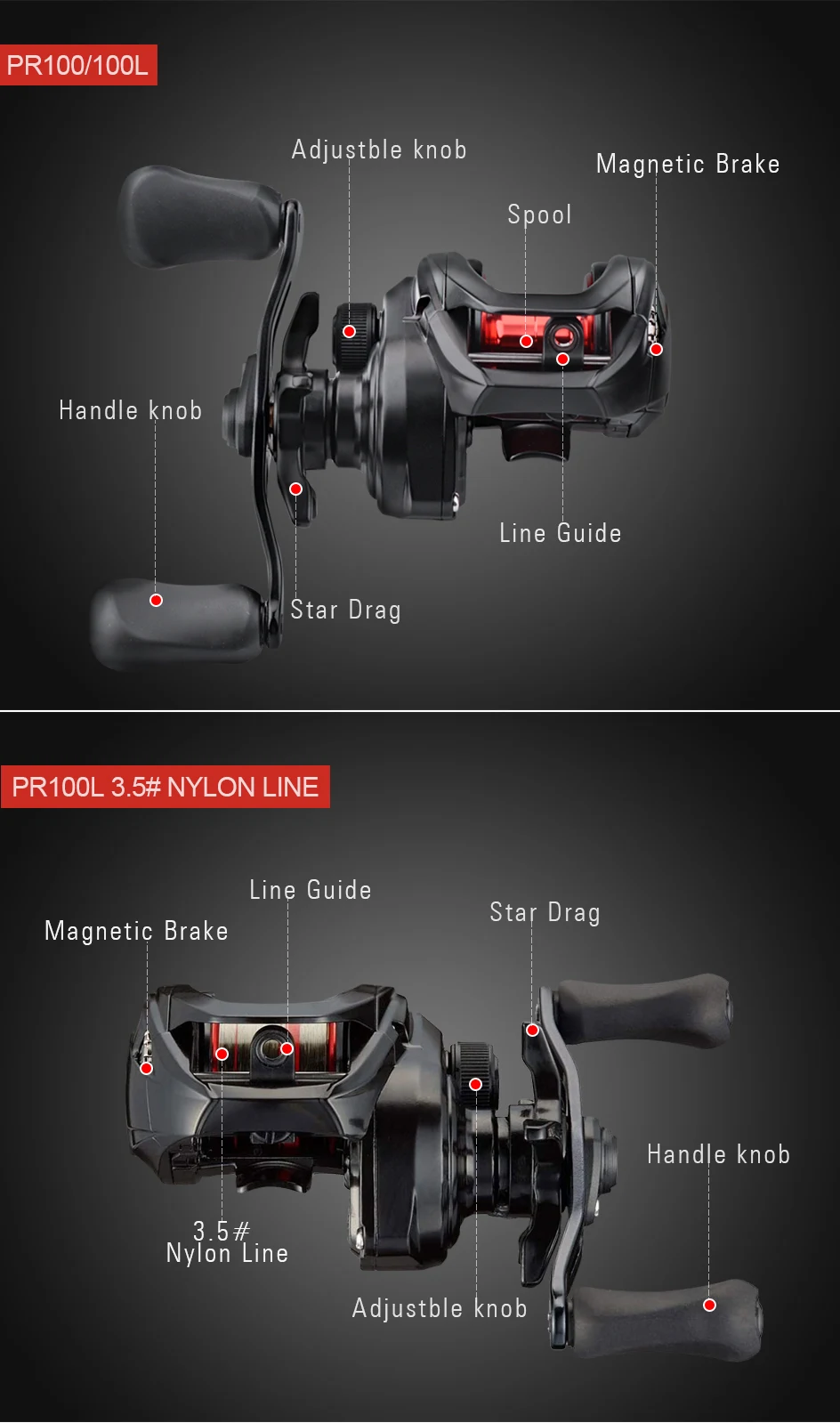 DAIWA Baitcasting Reel PR 100 - High Gear Ratio & Max Drag