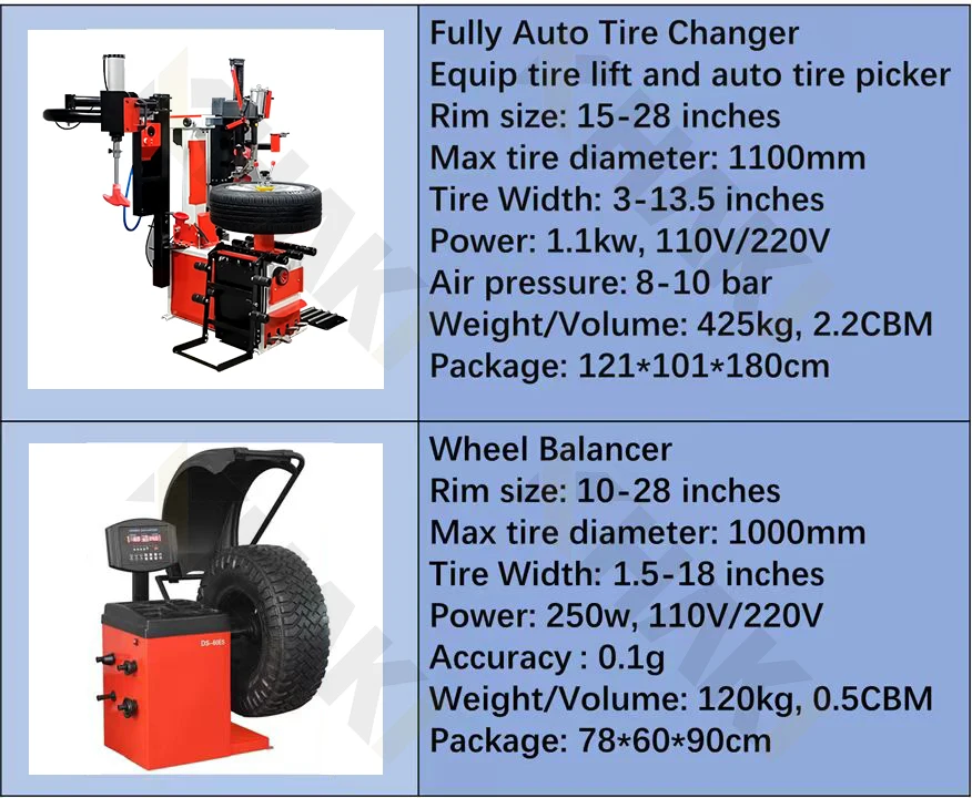 28" Luxury No Disc Tire Changer & Wheel Balancer Automatic Lean Back ...