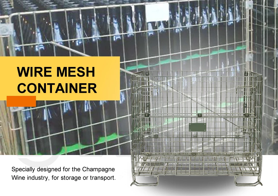 Heavy Duty China Bulk Folding Cargo Forklift Steel Storage Wire Mesh ...
