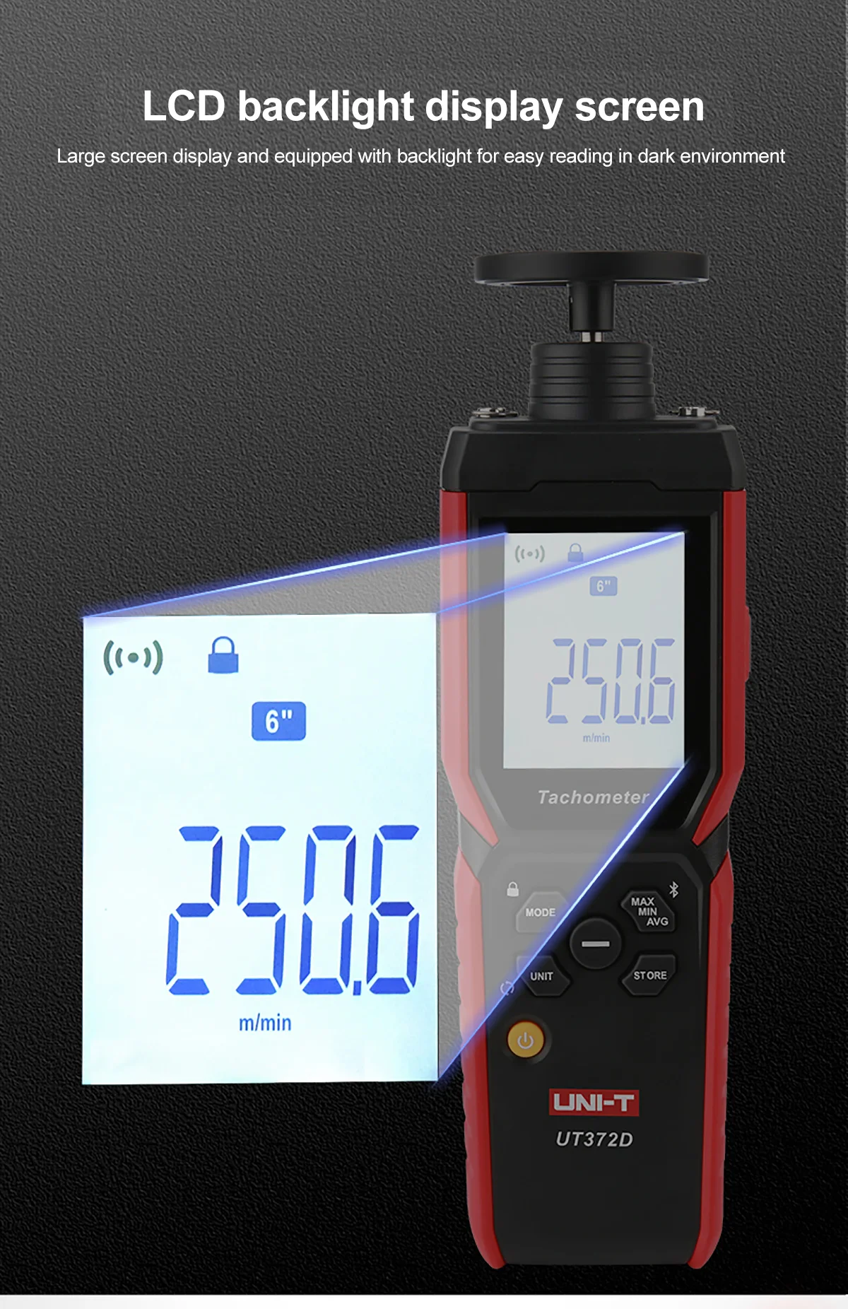 UNI-T UT372D Speed Tachometer - 2-in-1 Laser Tachometer
