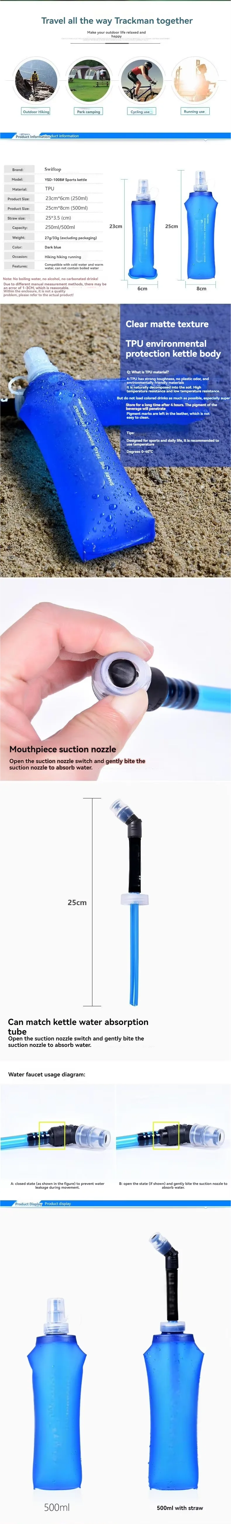 Comfortable Safety Soft Water Bottle Soft Kettle Squeeze Water Bottles ...