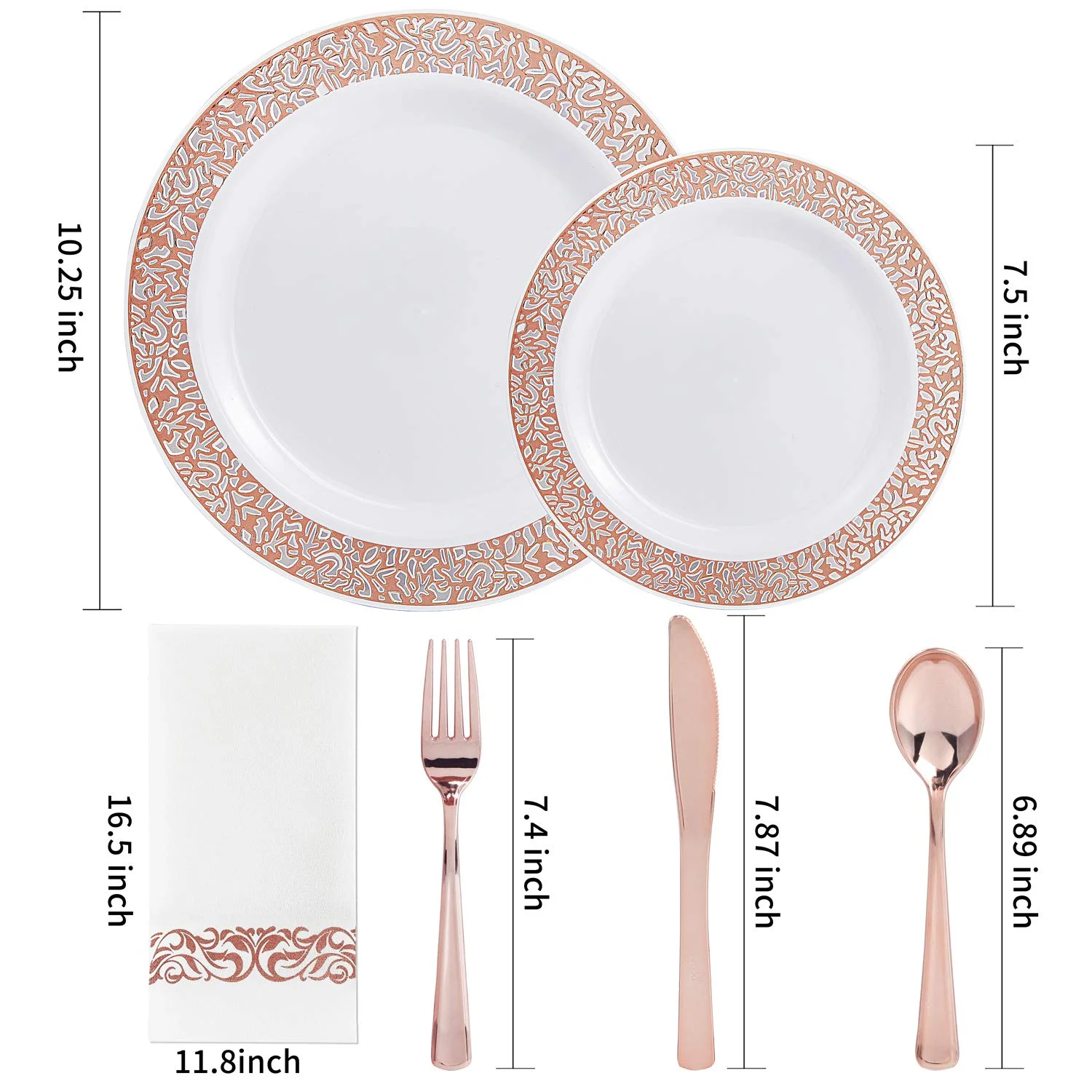 Wedding Dinner Gold Disposable Plastic Dish Plates Sets