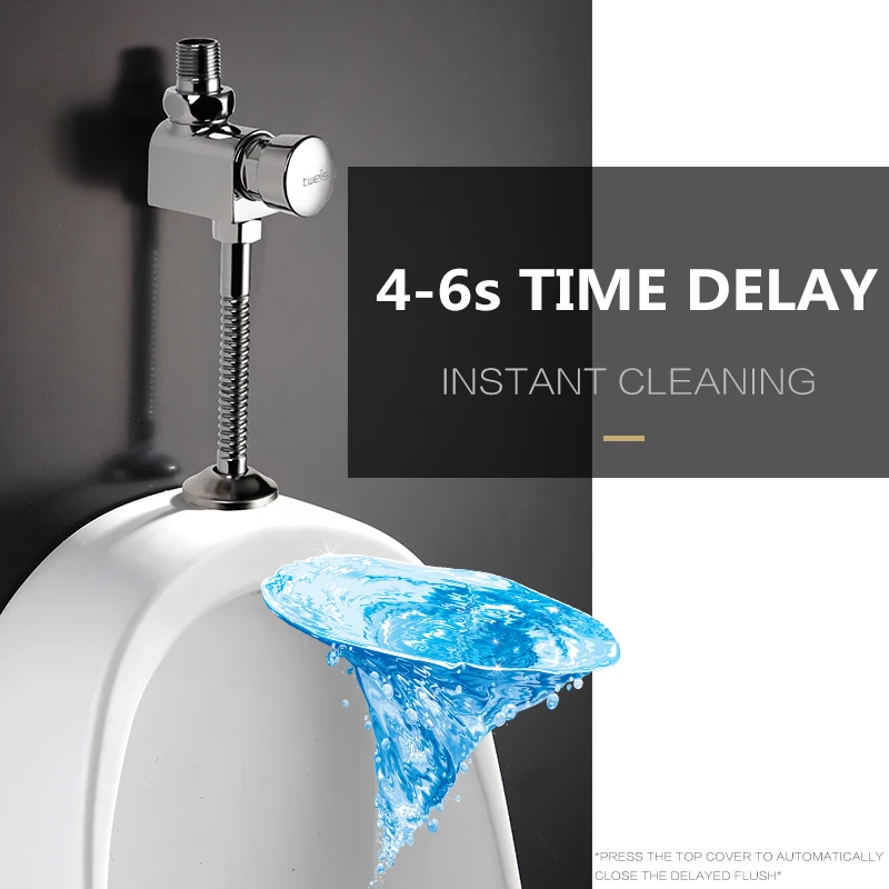 Soft Push Button Self Closing Urinal Time Delay Toilet Flush Valve For ...