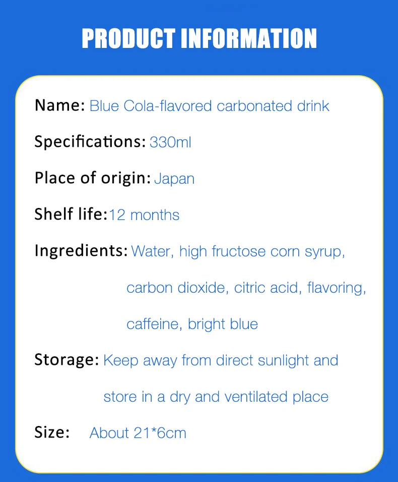 Wholesale Japanese Drink Cola Flavor Blue Carbonated Soda