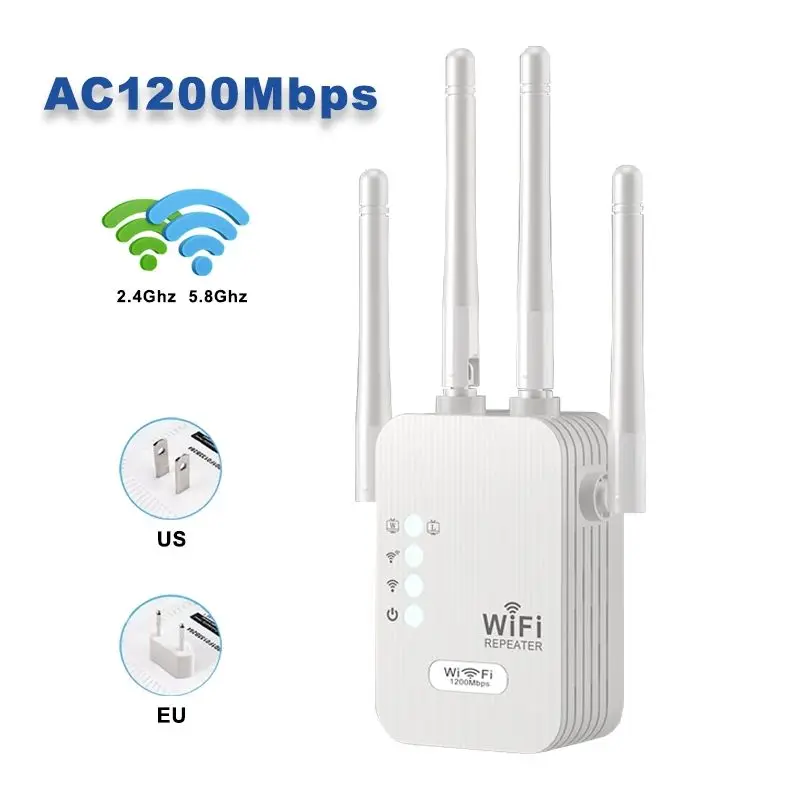 Wps Easy Setup Wifi Range Extender 1200mbps Dual Band Wifi Repeater 2.4/5ghz Internet Wi-fi ...