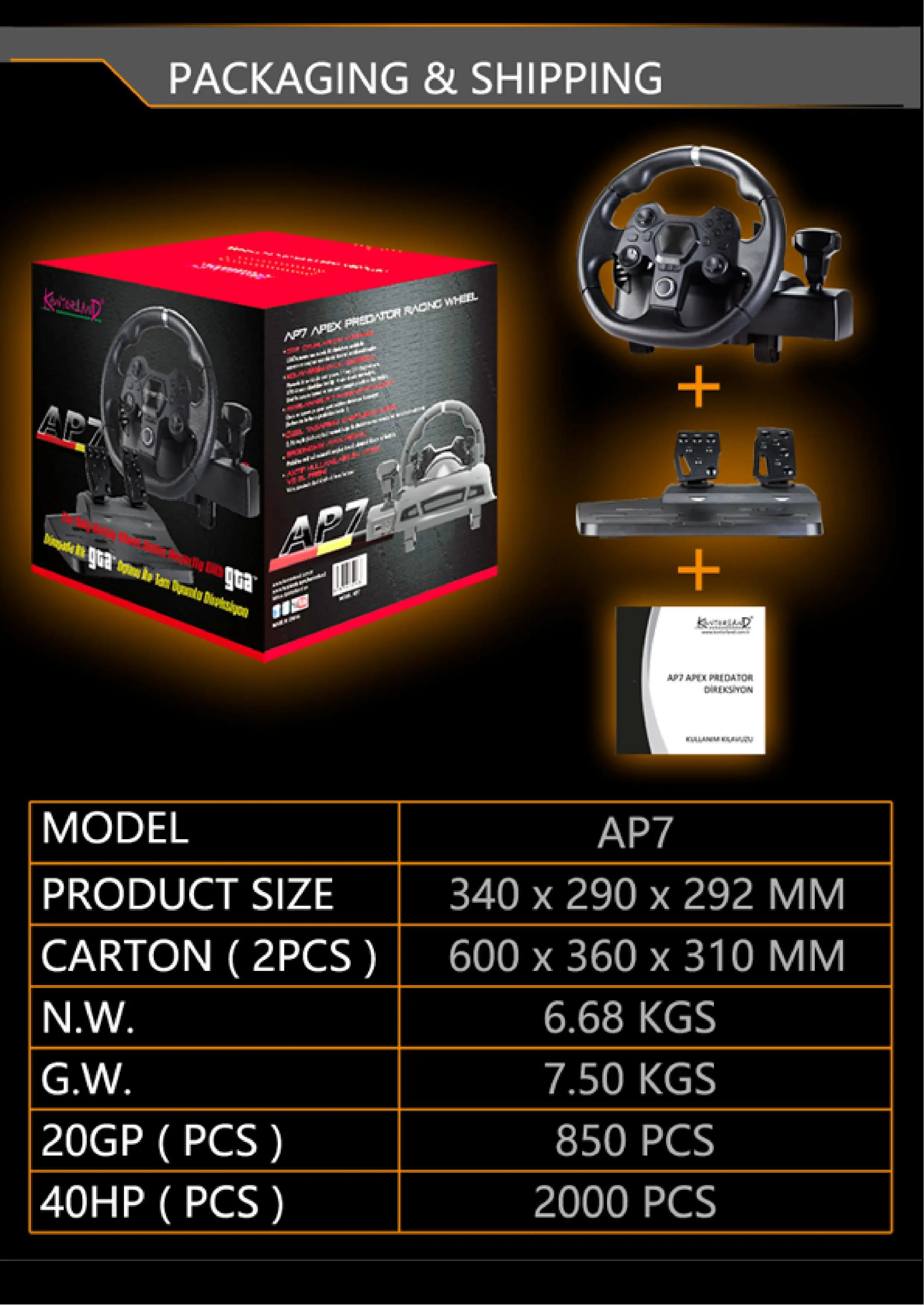 270 Degree Vibration Game Racing Steering Wheel for XBOX & PS4