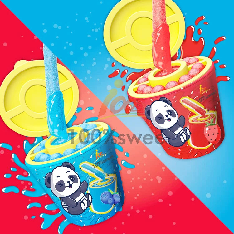 Juicy Fruity Drop Gummy Sweet Gummy Sticks with Sour Dipping Gel