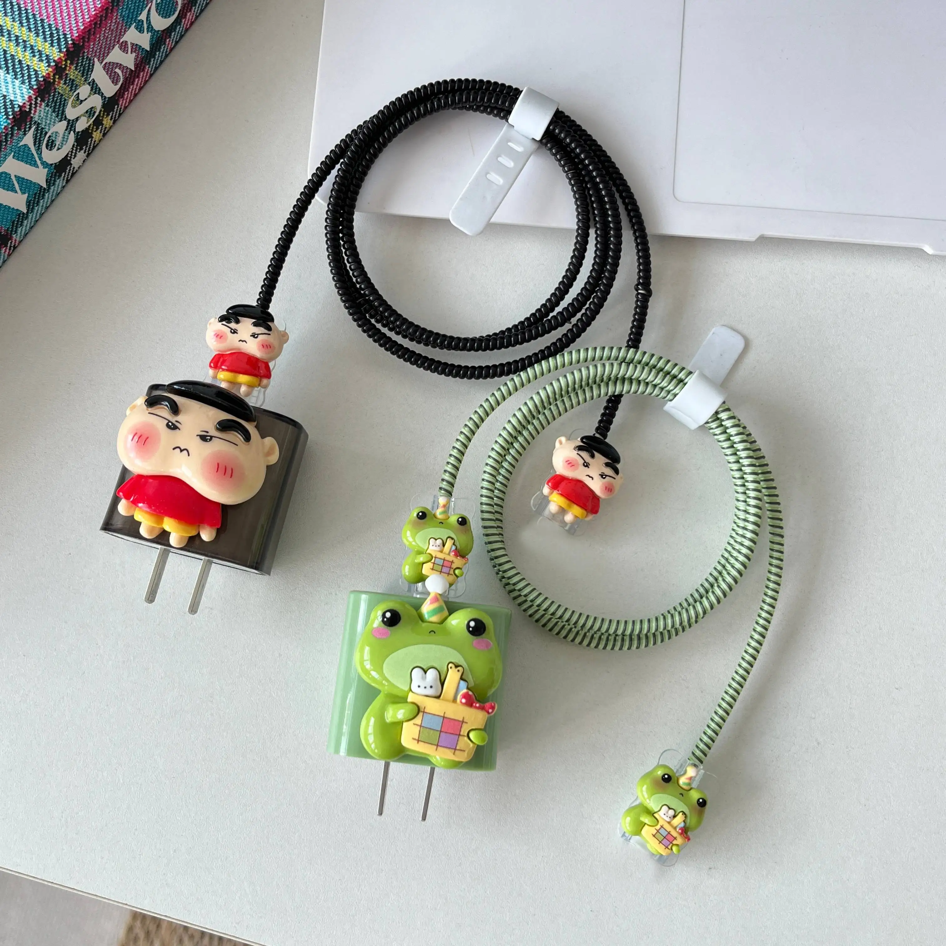 5 in 1 Set Cartoon USB-C Charger Protector for iPhone 18W Power Adapter ...
