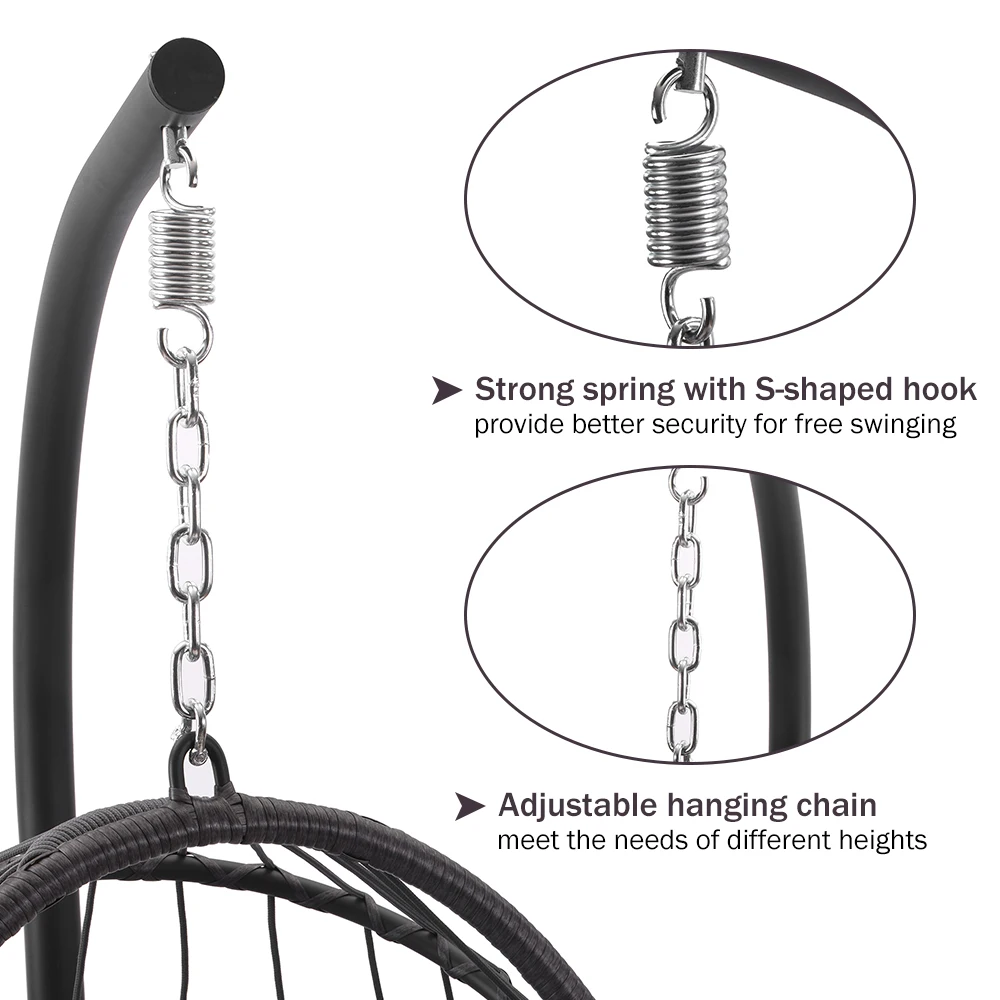 Outdoor Garden Circle Swings Chair Furniture Patio Porch Camp Hammock With Thick Cushions Egg ...