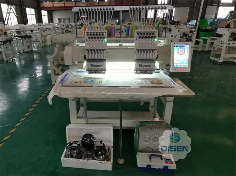 Disen 2 Head Embroidery Machine Two Heads 9 Needle 12 Colors 15 Needles ...