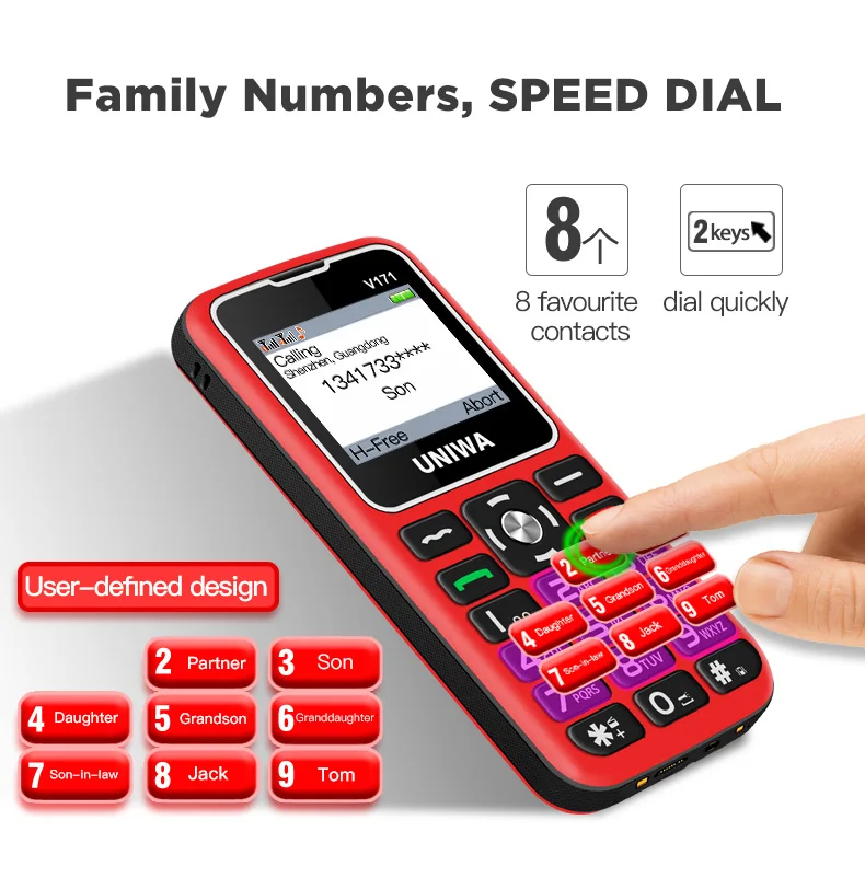 Uniwa V171 1.77inch Unlocked 2g Gsm Feature Phone For Senior Cheap ...
