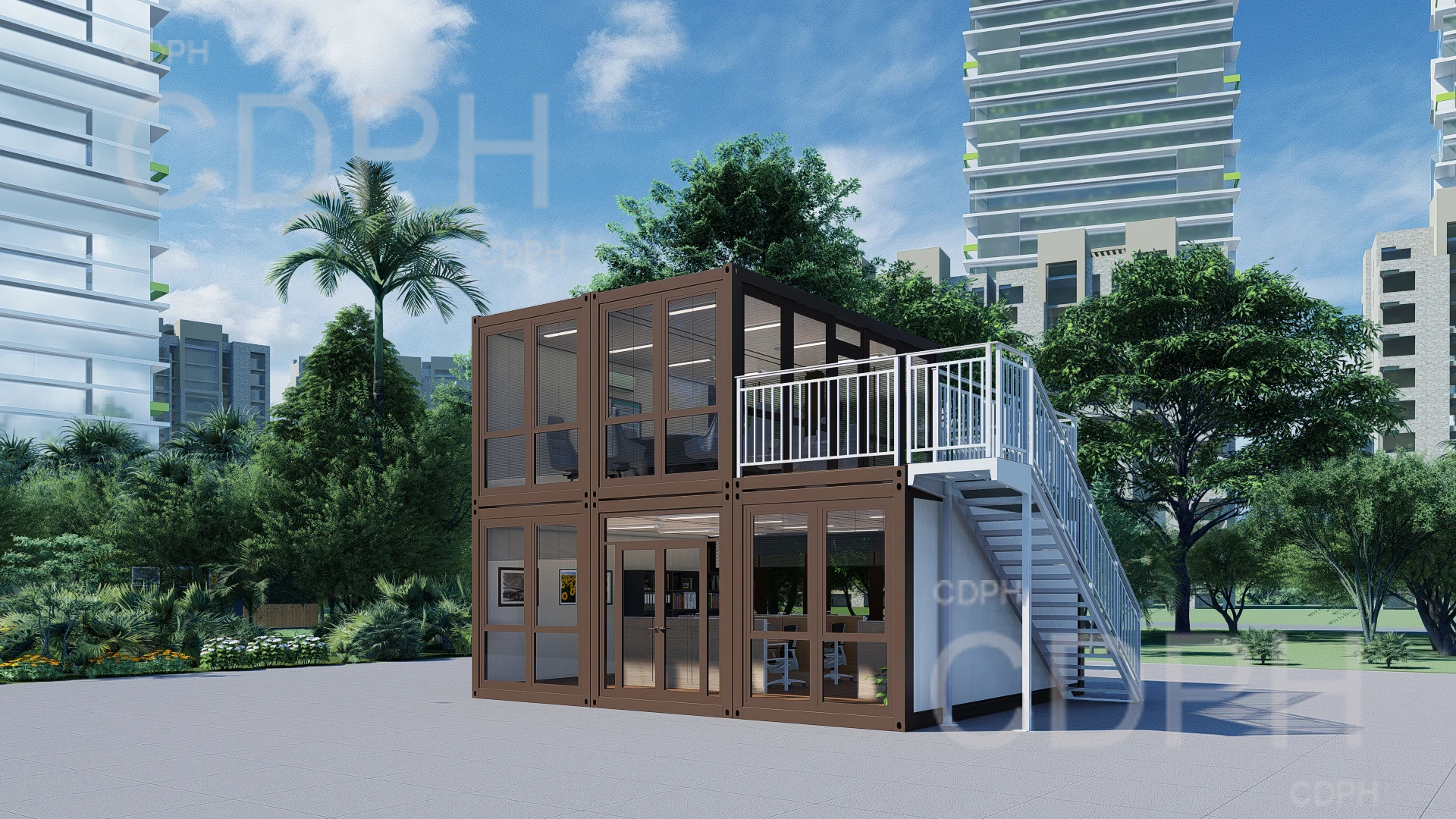 Two Story Container Office Building Prefabricated Hotel Building Prefab ...